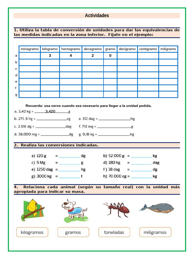 13 - 08 Ficha de Matemática - Probl. Con Masa | PDF