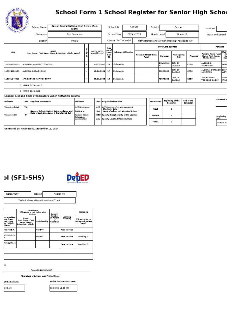 School Form 1 (SF 1) | PDF