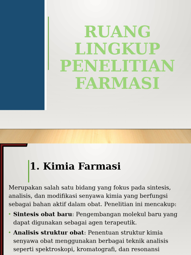 Ruang Lingkup Penelitian Farmasi | PDF