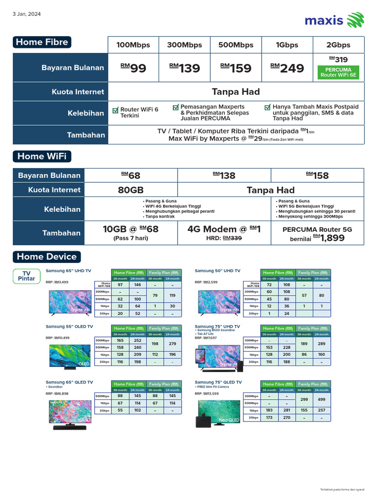 Maxis Home Fibre Internet Leaflet Jan2024 BM | PDF