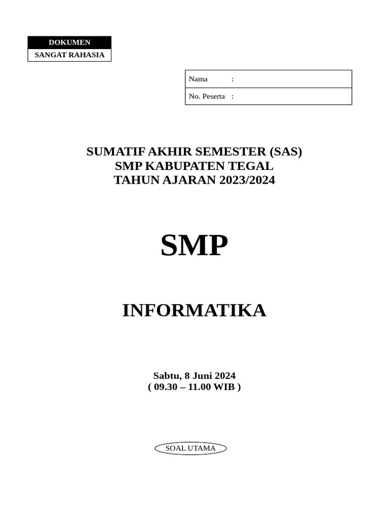 Informatika 8-02 Naskah Soal SAS-2023-2024-UTAMA | PDF