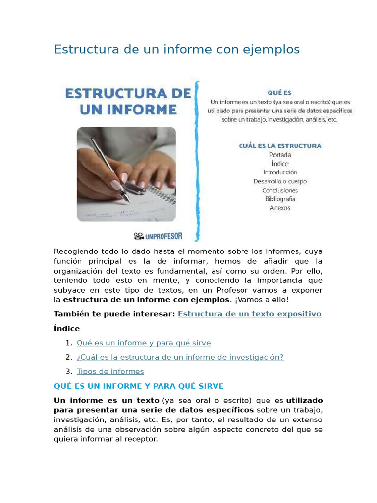 Estructura de Un Informe Con Ejemplos | PDF