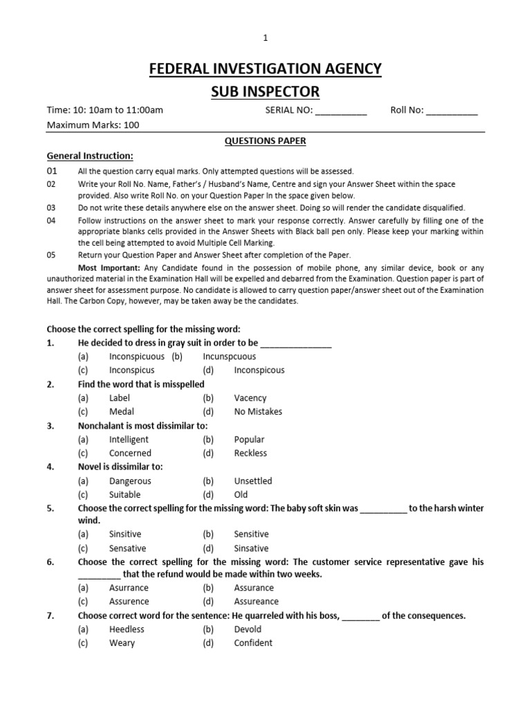 Sub Inspector Exam Guide | PDF | Surah