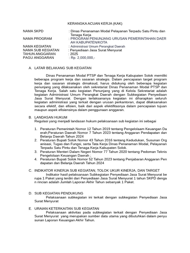 Penyediaan Jasa Surat Menyurat | PDF