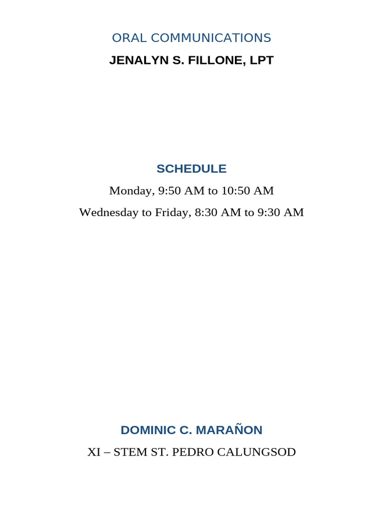 Oral Communications | PDF