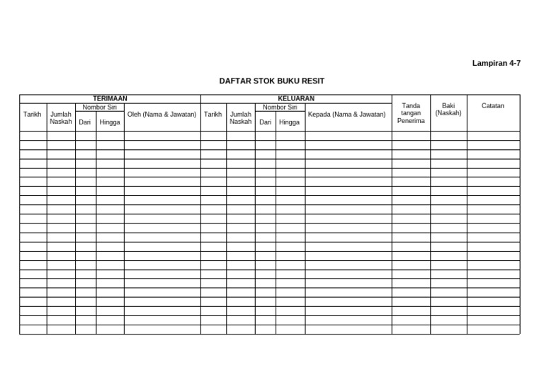 Daftar Stok Buku Resit | PDF