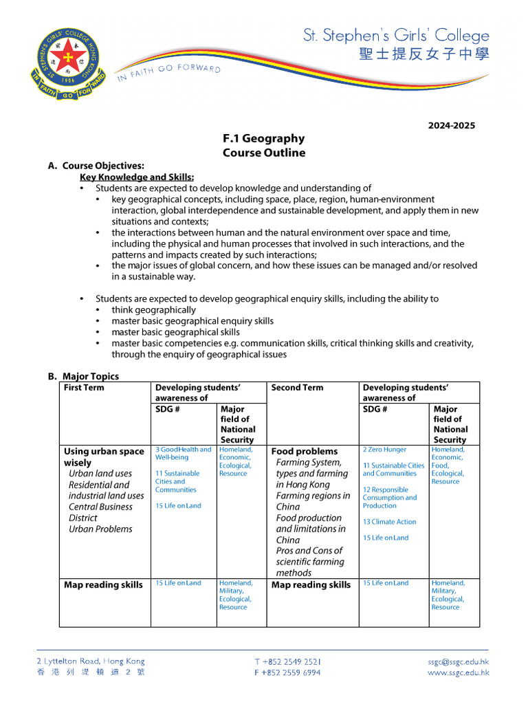F.1 Geography Course Outline | PDF