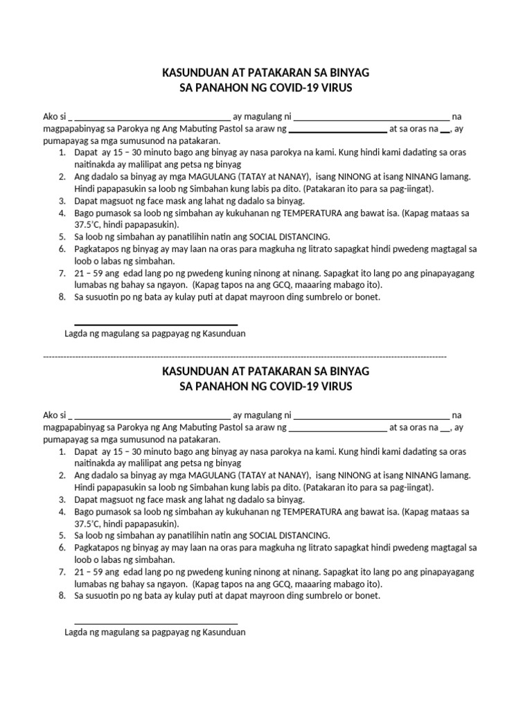 Kasunduan at Patakaran Sa Binyag at Kasal | PDF