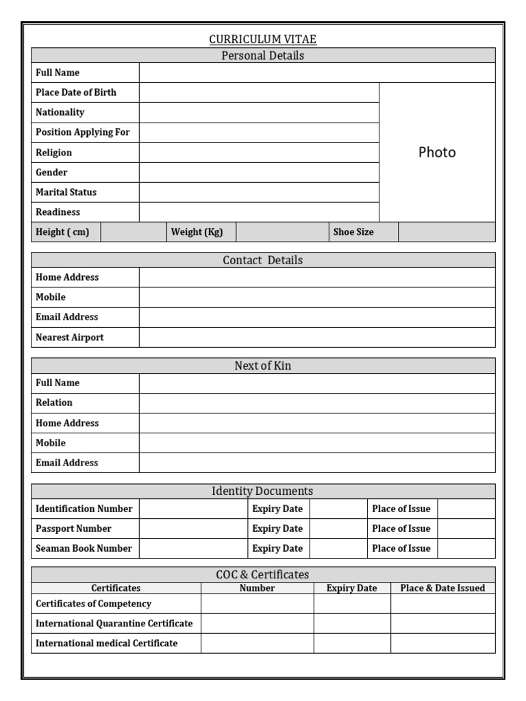 CV For All Seafarers | PDF