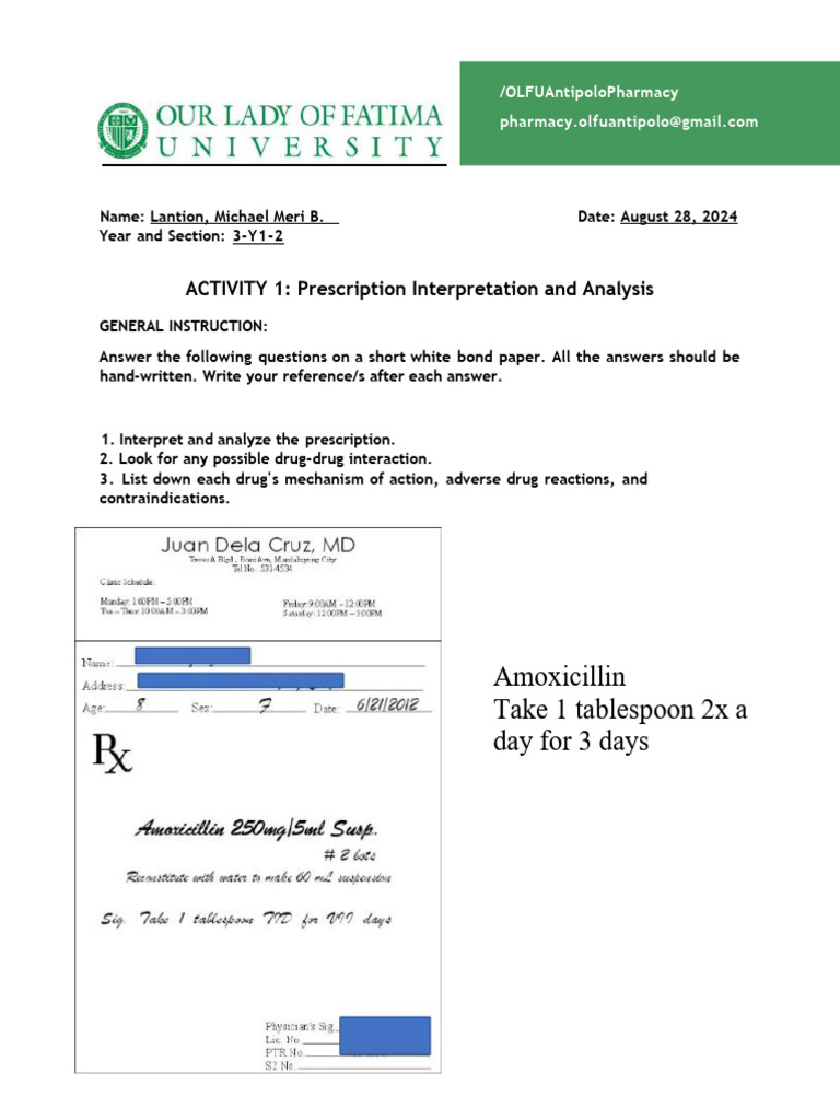 Activity 1 - Prescription Interpretation | PDF