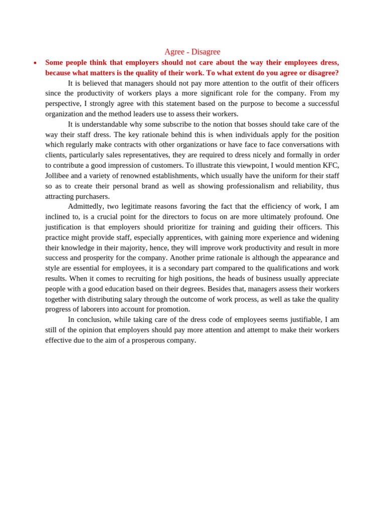 IELTS Writing Task 2 - Agree or Disagree | PDF