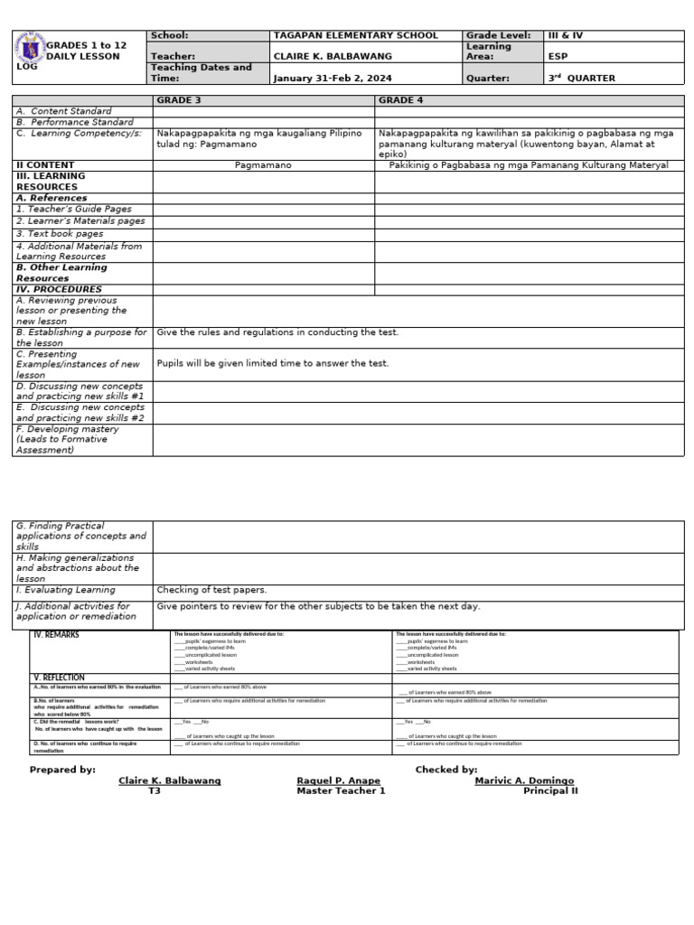 DLL-ESP Q3 Week 2 Sy2023-2024 | PDF