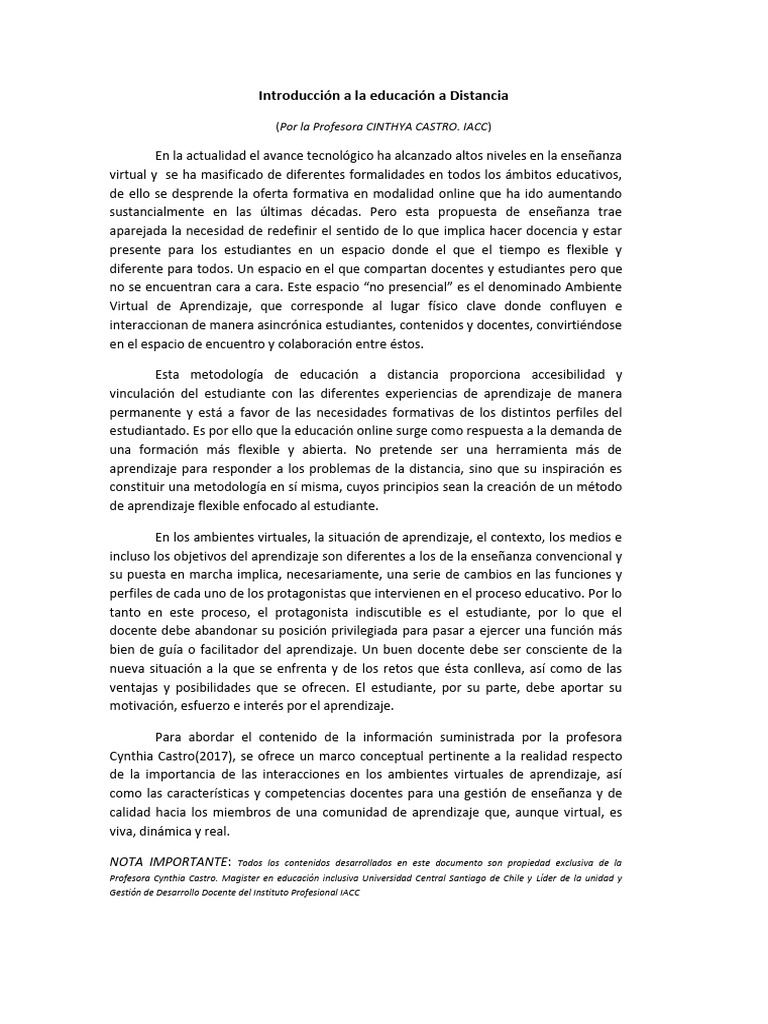 Introducción a la educación a Distancia | PDF