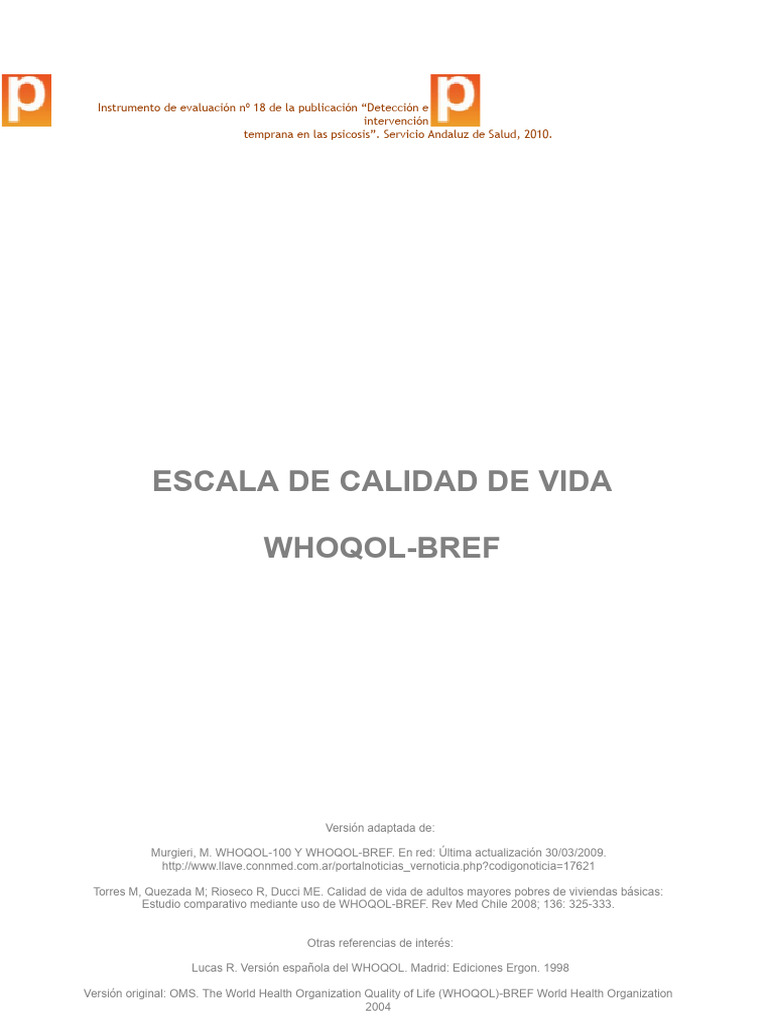 14.- Anexo. Escala-WHOQOL-BREF | PDF