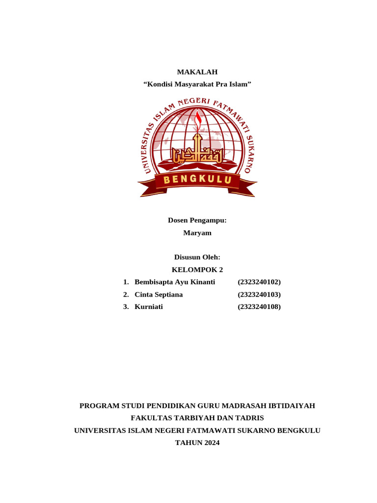 BEMBI Makalah Kelompok 2 (Kondisi Masyarakat Pra Islam) | PDF
