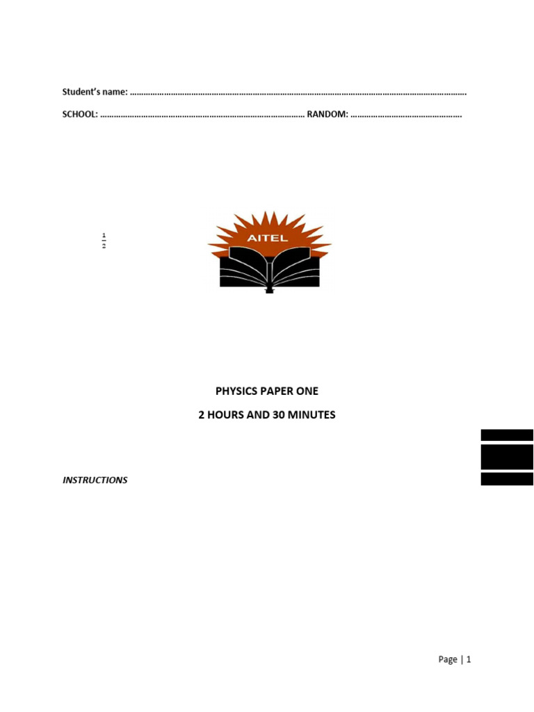 Physics 1 O Level Theory 2024 Pdf