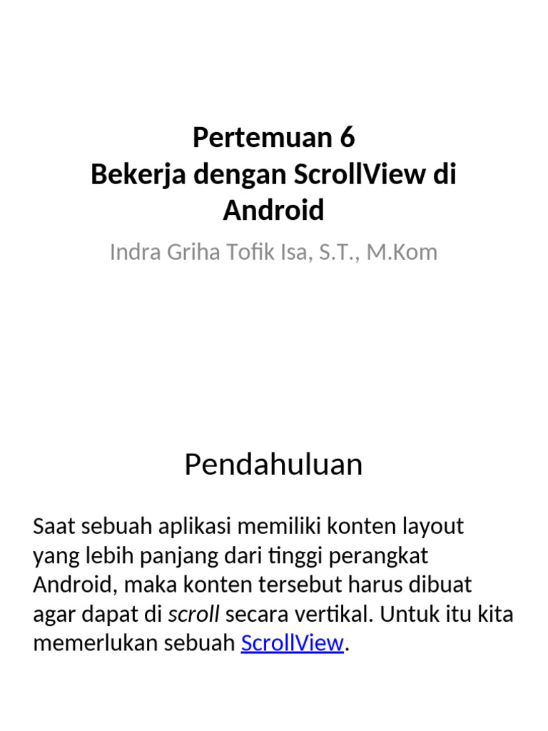 Pertemuan 6 - ScrollView Dalam Android | PDF