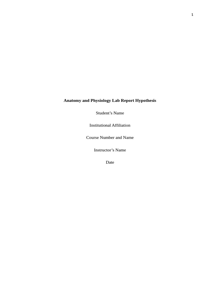 Anatomy and Physiology Lab Report Hypothesis | PDF | Nervous System ...