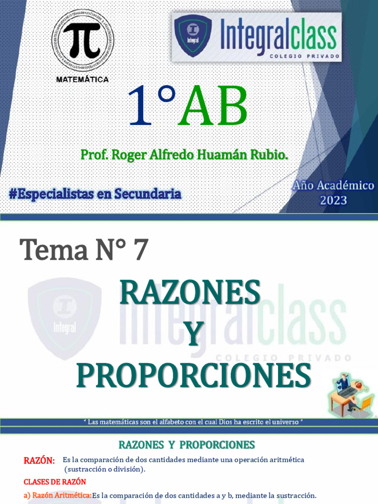Tema n7 Razones y Proporciones Ic | PDF