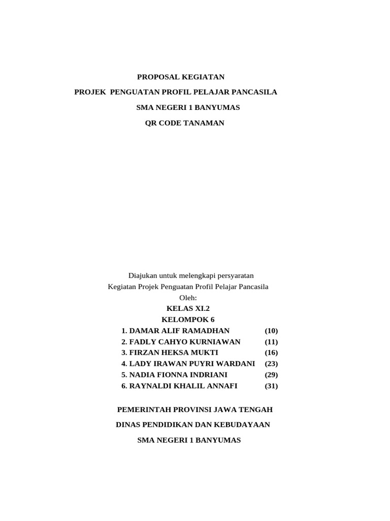 Proposal Kegiatan P5 Kelompok 6 | PDF