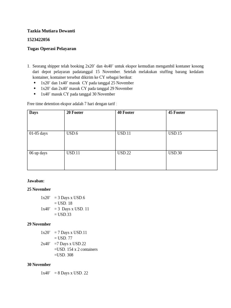 Tazkia Mutiara Dewanti - Operasi Pelayaran | PDF