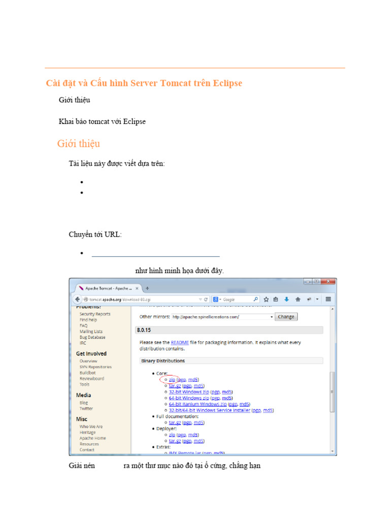 00 - Cài đặt và Cấu hình Server Tomcat trên Eclipse | PDF