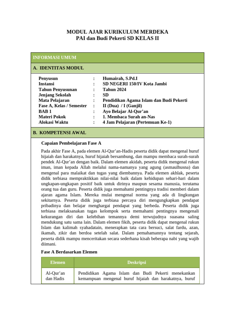 Modul Agama Kelas 2 | PDF