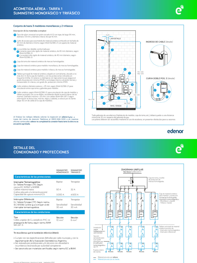 Acometida Aérea - Tarifa 1 Suministro Monofásico Y Trifásico | PDF