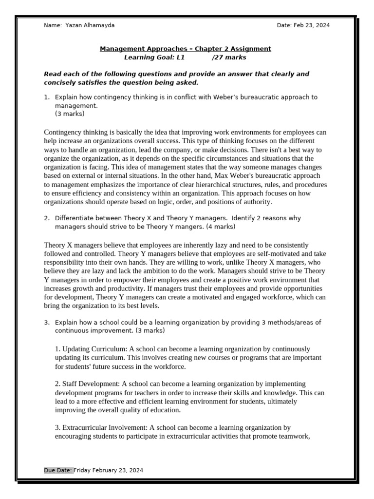 Chapter 2 in Class Assignment | PDF