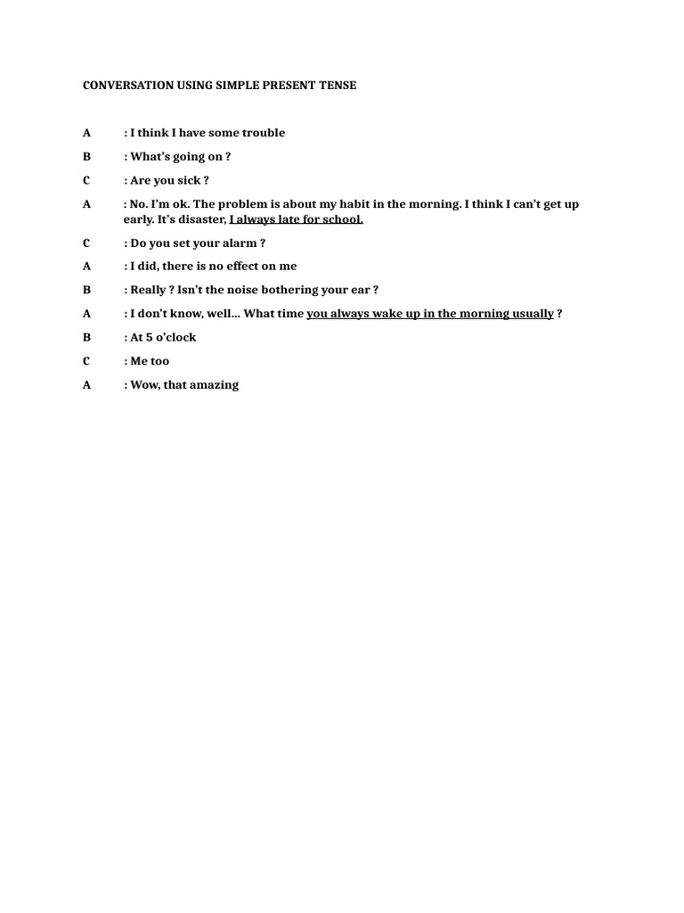 Conversation Using Simple Present Tense | PDF