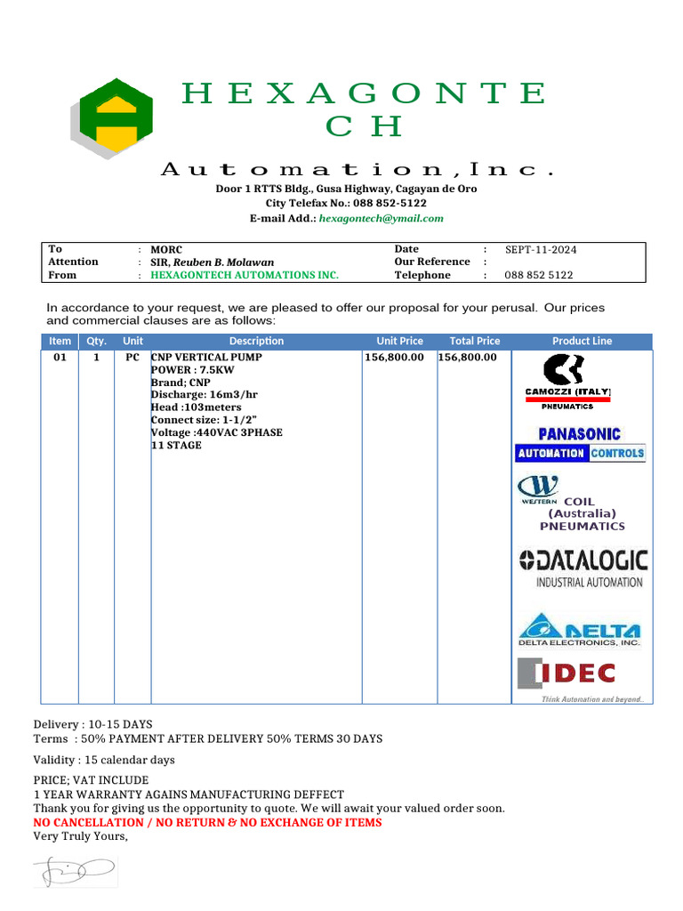 Morc Quotation Pump Final | PDF