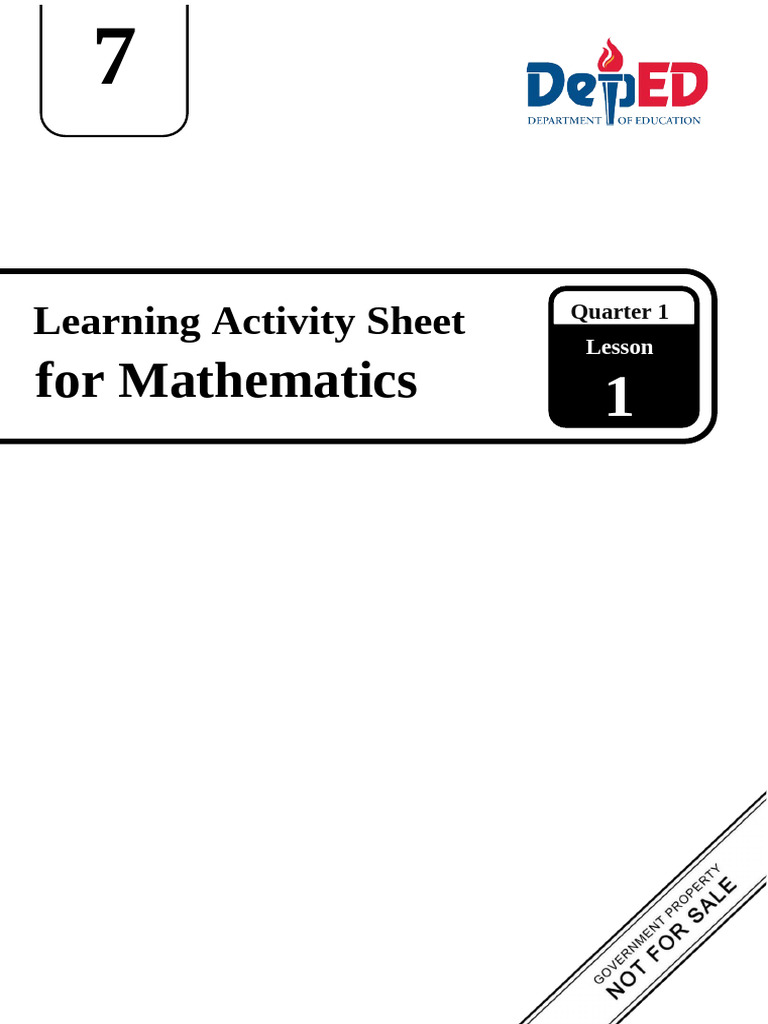 Q1 WS Mathematics 7 Lesson 1 Week 1 | PDF