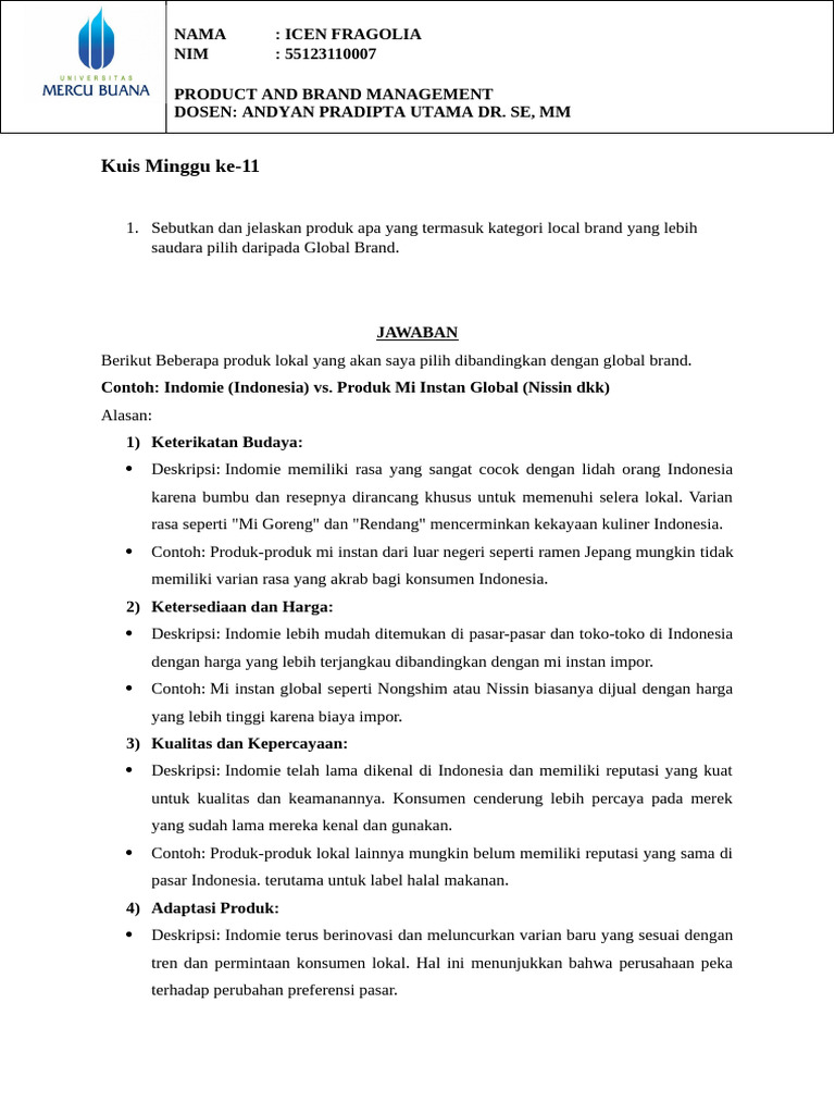 Kuis Minggu Ke 11 | PDF