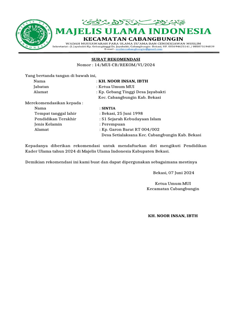 Rekom Mui Pku Sintia | PDF