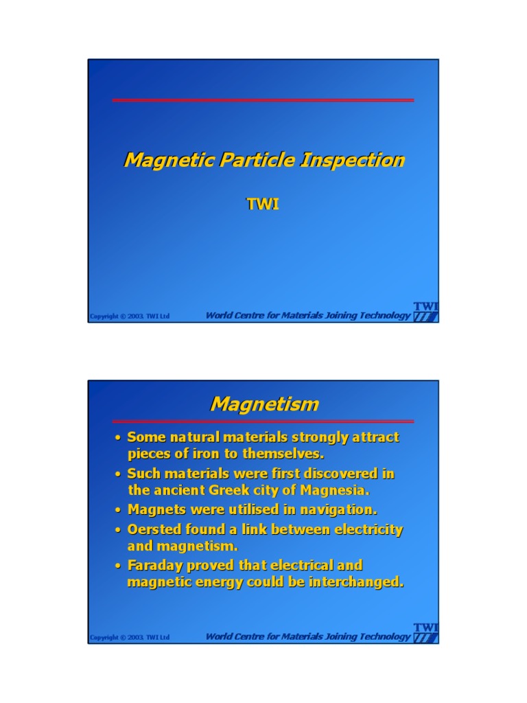 Magnetic Particle Inspection | PDF | Ultraviolet | Magnetic Field