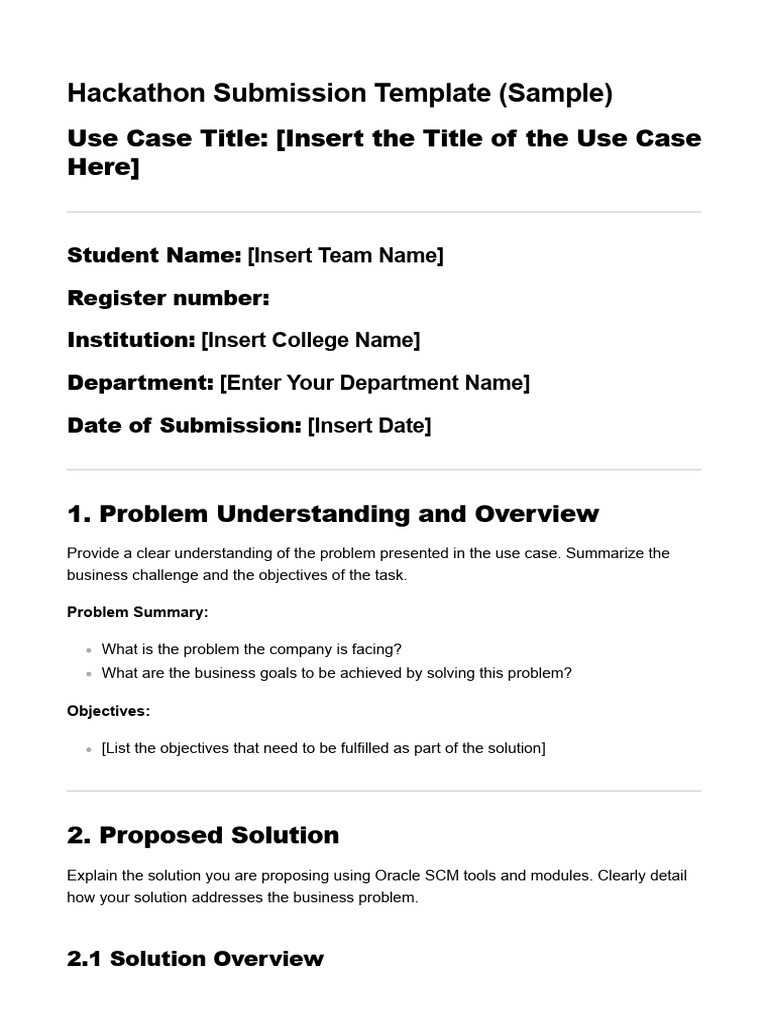 Hackathon Submission Template Sample 1 Pdf 7247