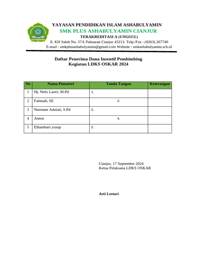 Insentif Pembimbing | PDF