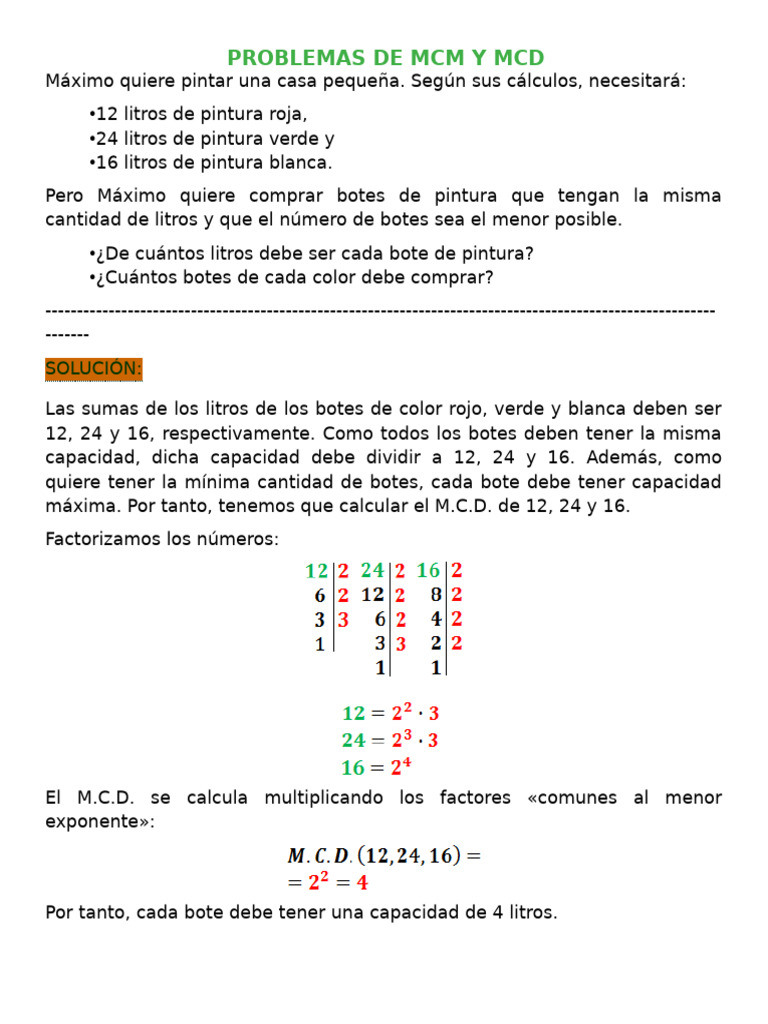 problemas de mcm y mcd | PDF