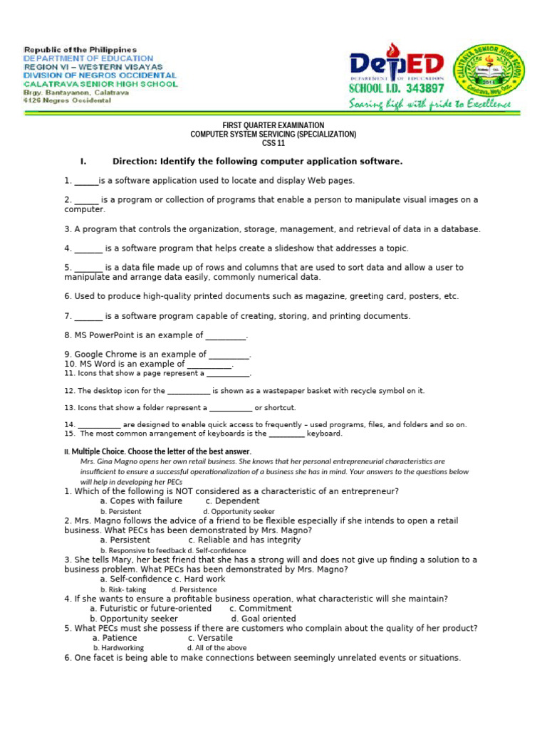 CSS First Quarter Examination | PDF