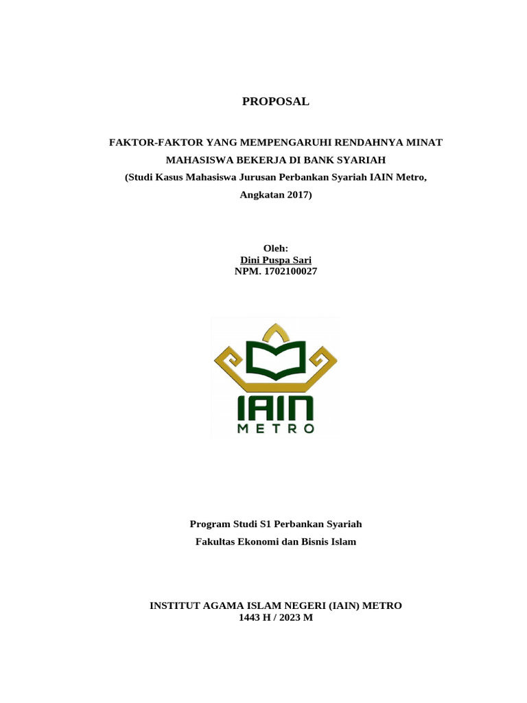 Proposal Revisi Pasca Seminar (Dini) | PDF