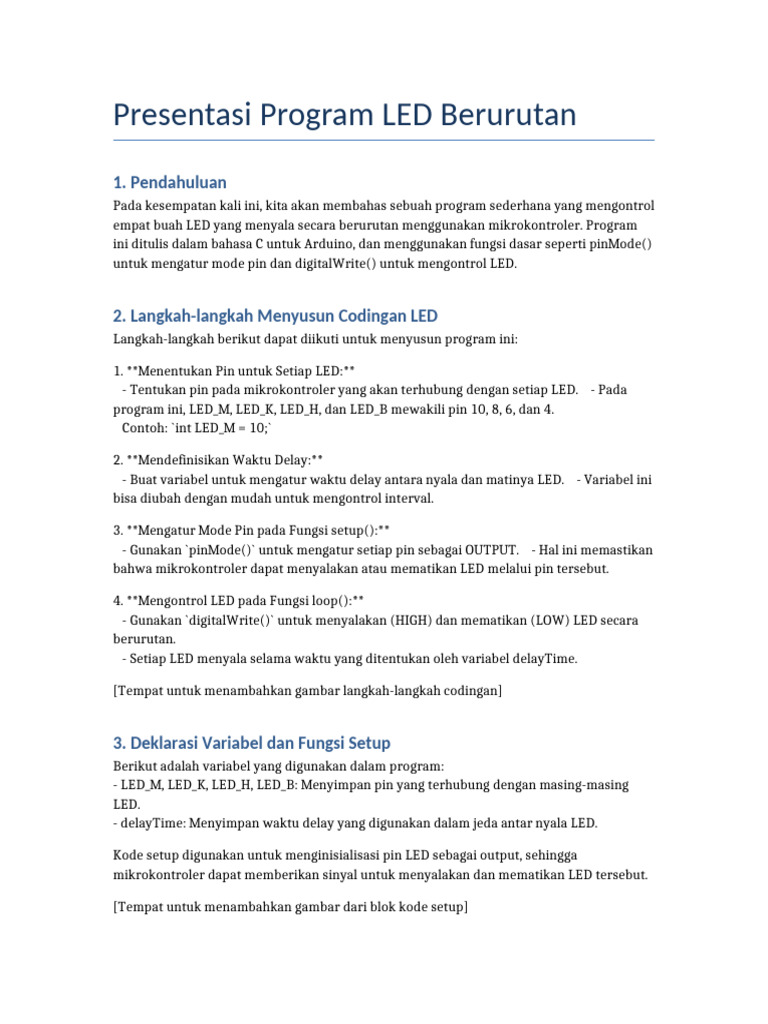 Presentasi Program LED Dengan Langkah | PDF