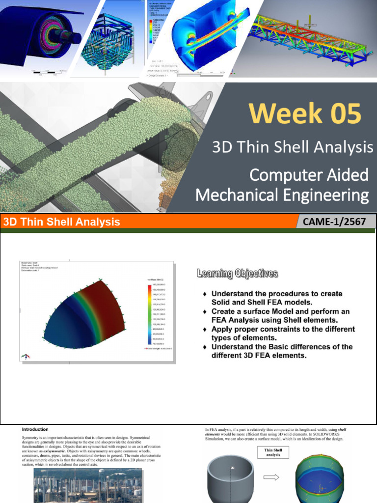 Week 05.5 - CAMED Chapter 14 Axisymmetric and 3D Thin Shell Analysis | PDF