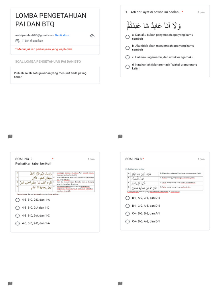 Lomba Pengetahuan Pai Dan BTQ | PDF