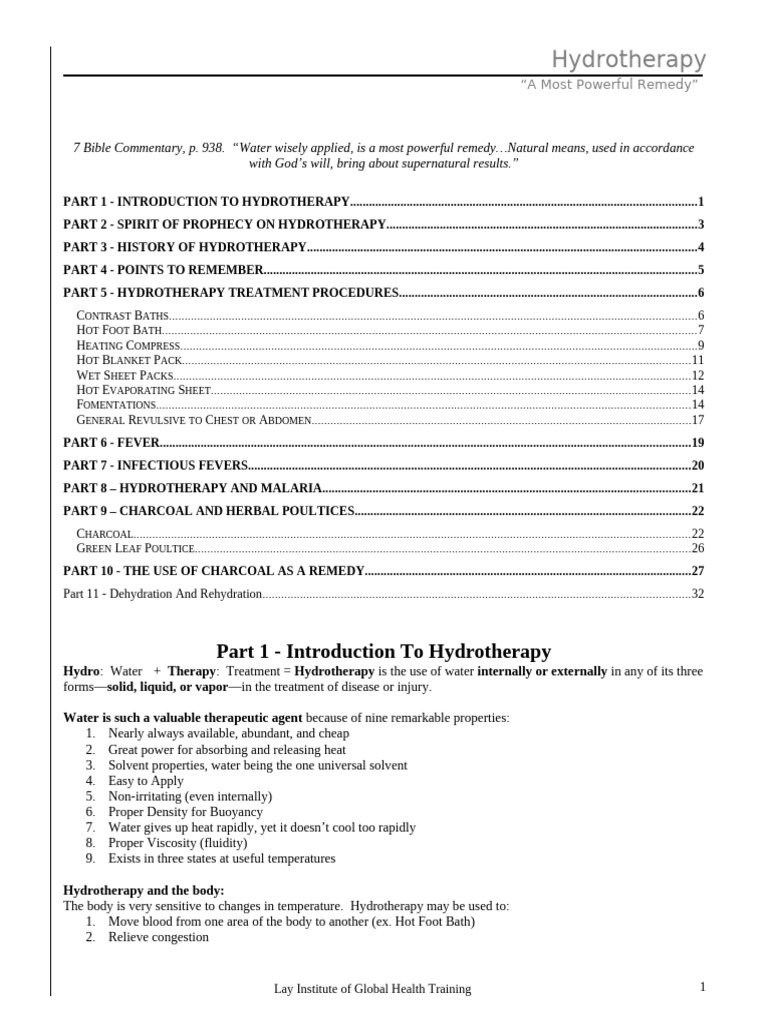 1 Month Hydrotherapy Student | PDF | Edema | Medical Specialties