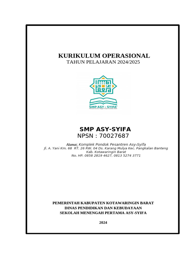 Kosp SMP Asy-Syifa | PDF