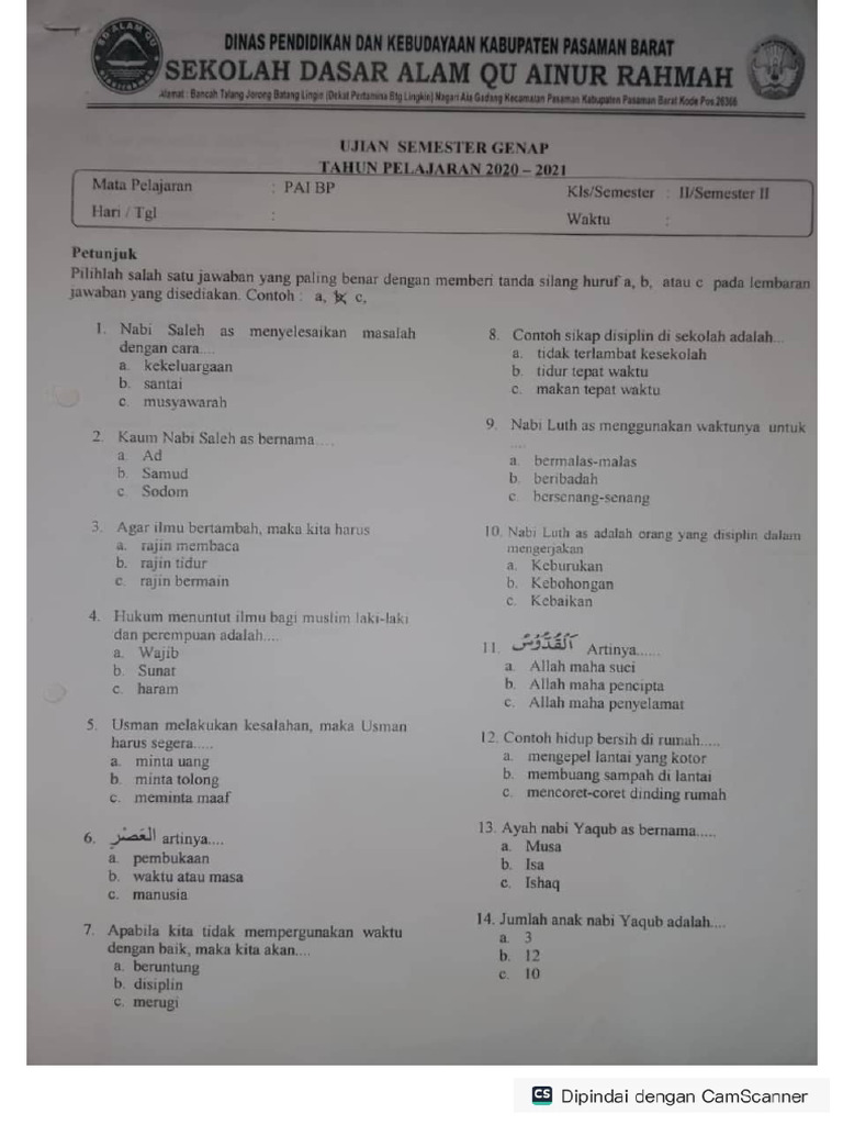 Contoh soal PAI(2) | PDF