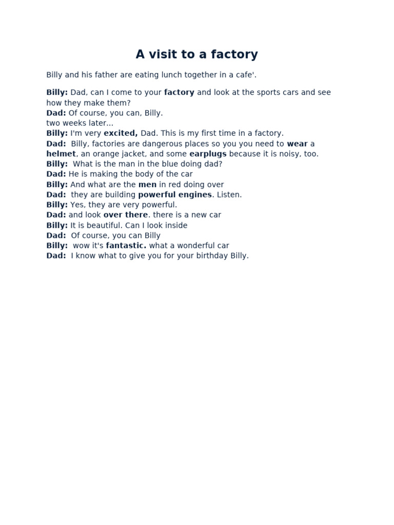 A Visit to a Factory | PDF