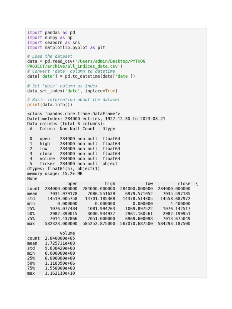 Yahoo Stock Data Project | PDF