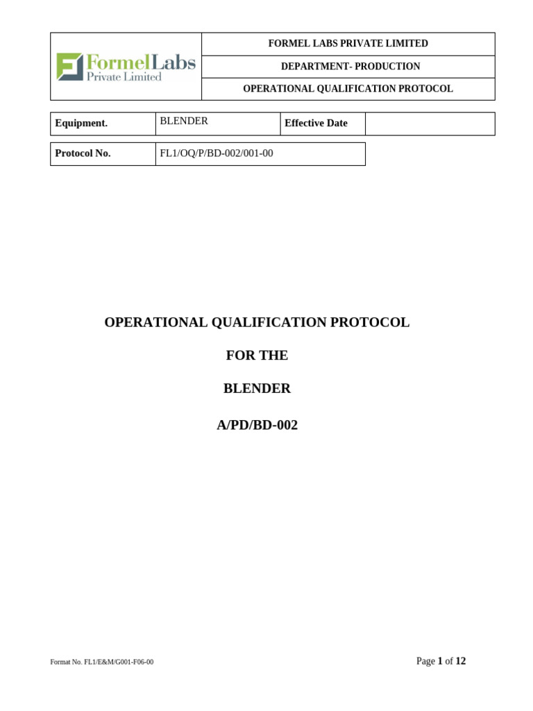 BD-002 Oq Protocol | PDF