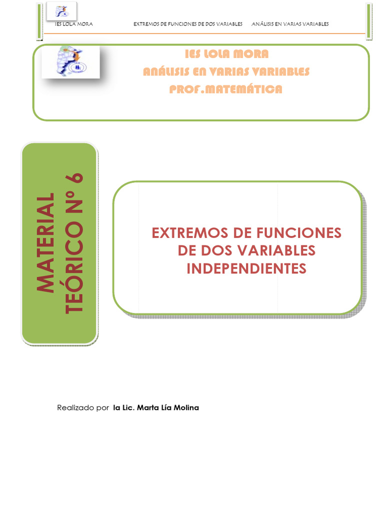 6-Extremos de Funciones de Dos Variables | PDF 6-Extremos de Funciones de Dos Variables | PDF